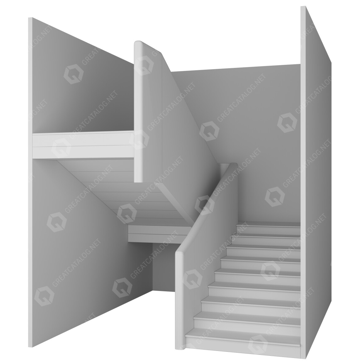 Staircase U-Shaped in a Modern Style 3D model - GreatCatalog 42140