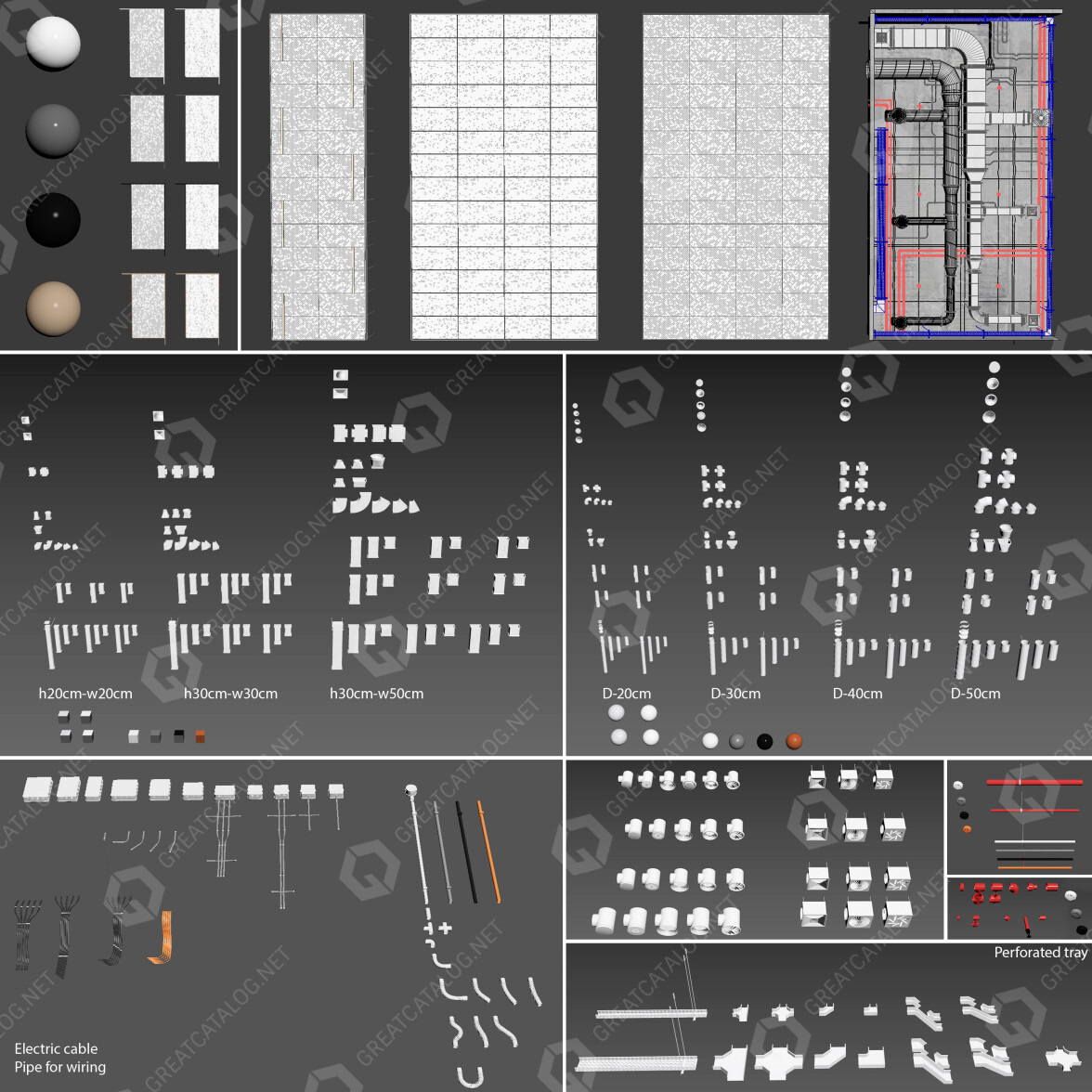 Ventilation System Decorative Ceiling Set 03 3D model - GreatCatalog 42155