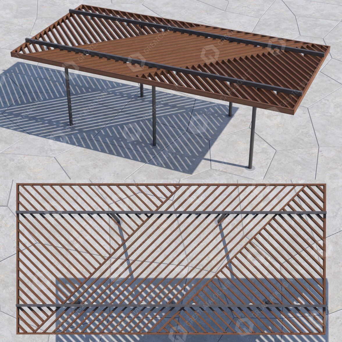 Pergola Canopy with Diagonal Pattern 3D model - GreatCatalog 42238