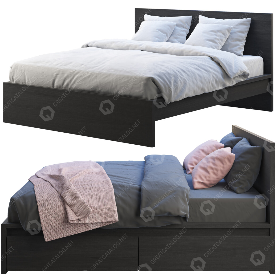 Bed IKEA Malm 2 3D model・Download 3D models・Great Catalog - GreatCatalog 42296