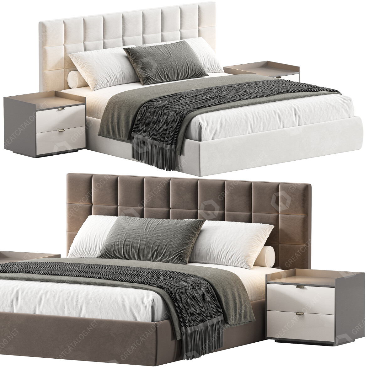 Bed and Bedside Tables Flexteam Crossing 3D model - GreatCatalog 42531