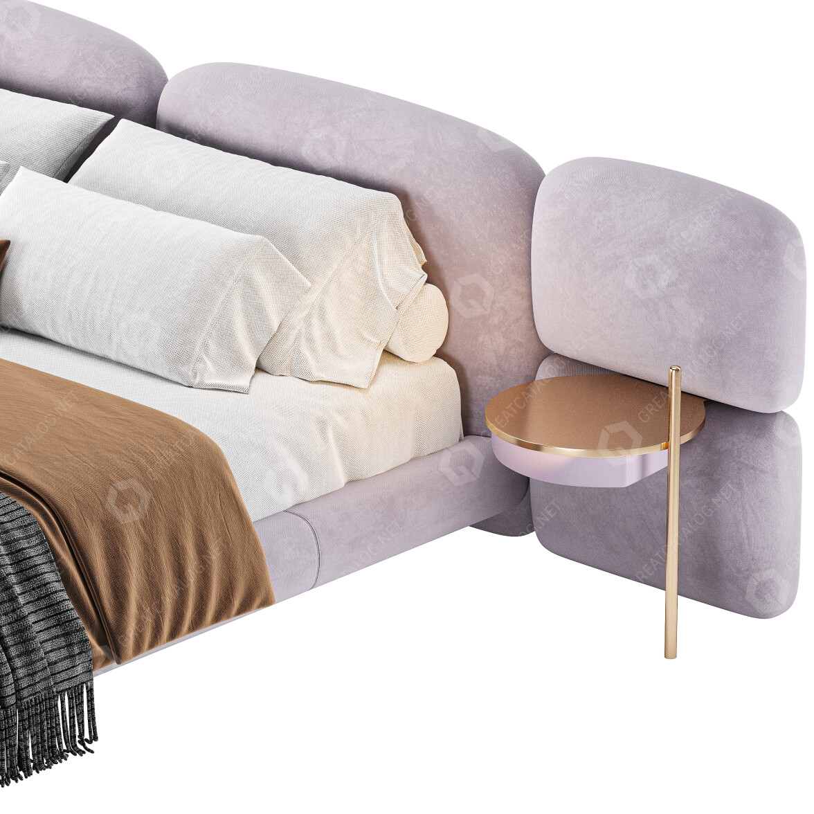 Bed and Bedside Tables Baxter Stone 3D model - GreatCatalog 42655