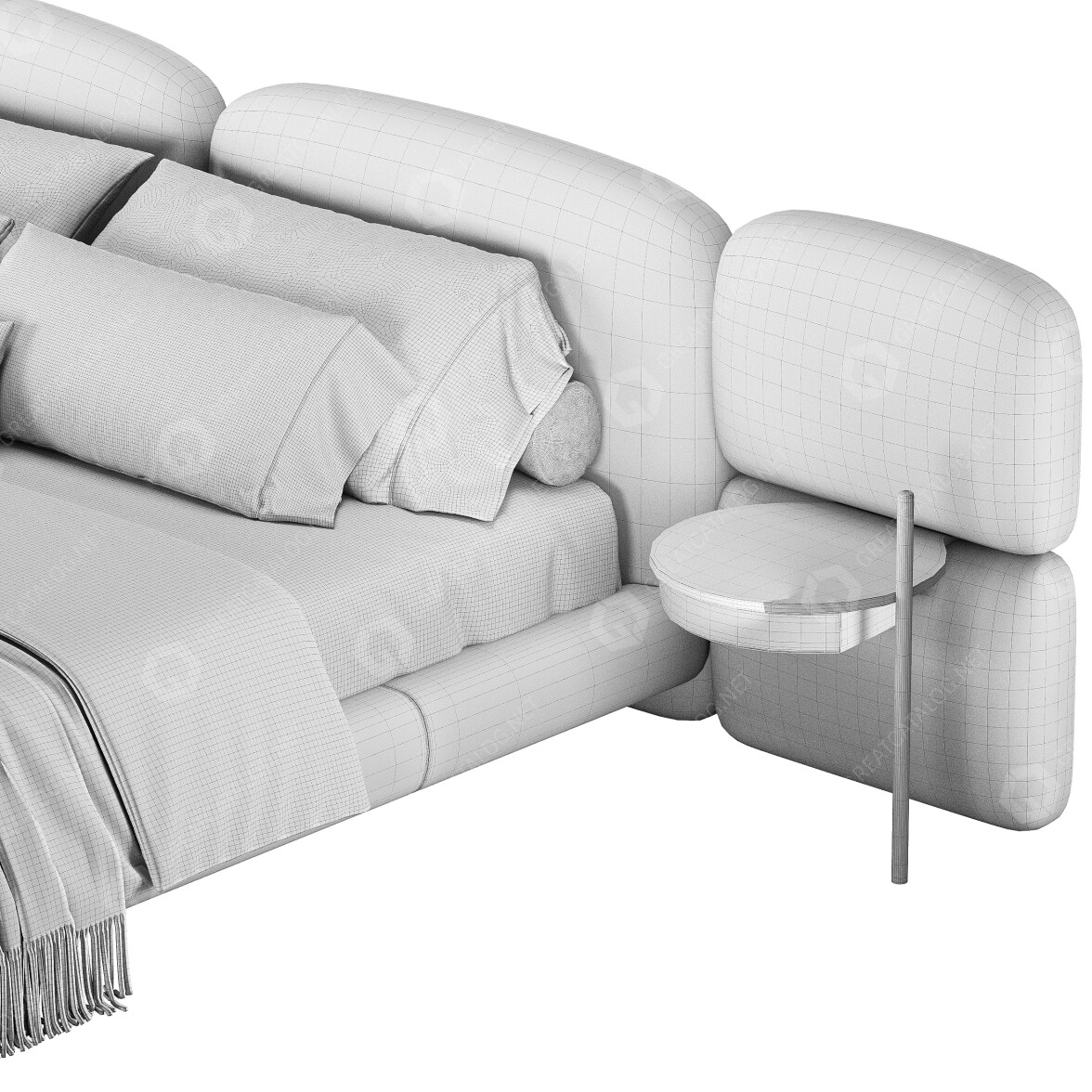 Bed and Bedside Tables Baxter Stone 3D model - GreatCatalog 42655