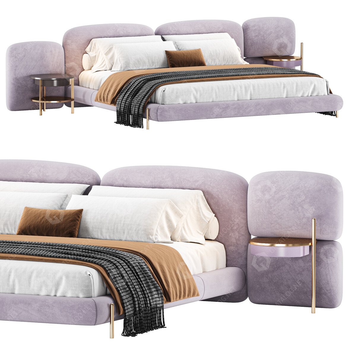 Bed and Bedside Tables Baxter Stone 3D model - GreatCatalog 42655