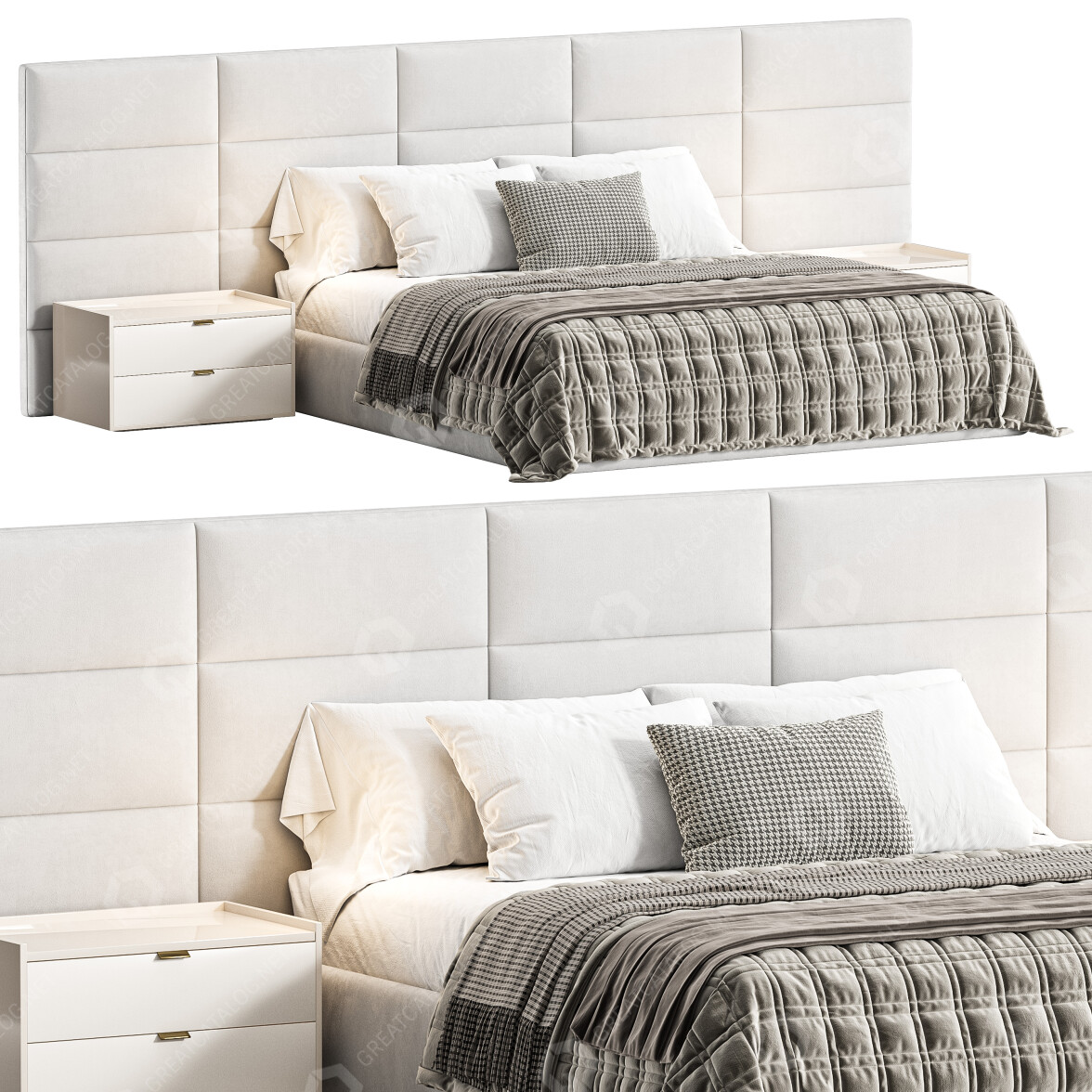 Bed and Bedside Tables Restoration Hardware Modena 3D model ...