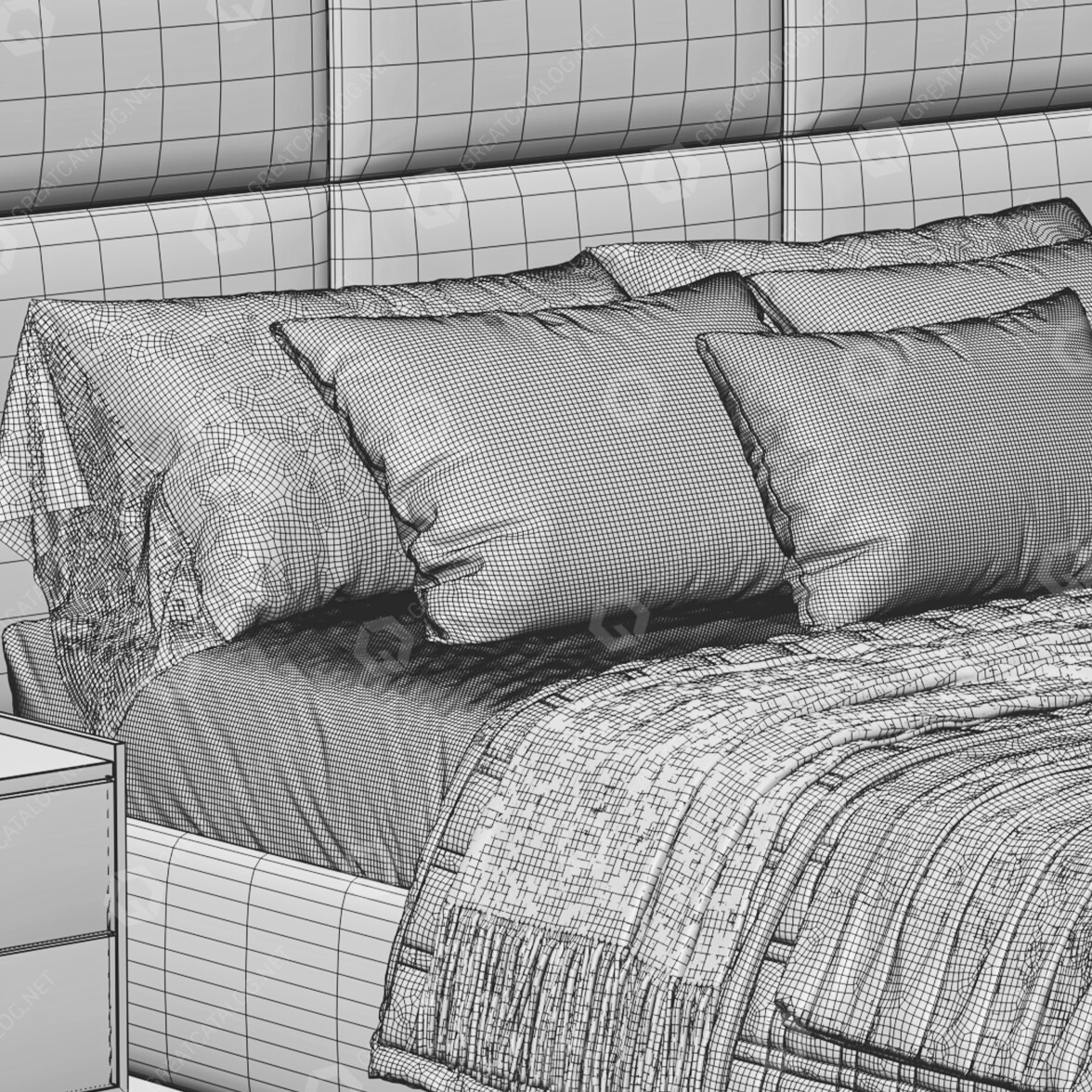 Bed and Bedside Tables Restoration Hardware Modena 3D model ...