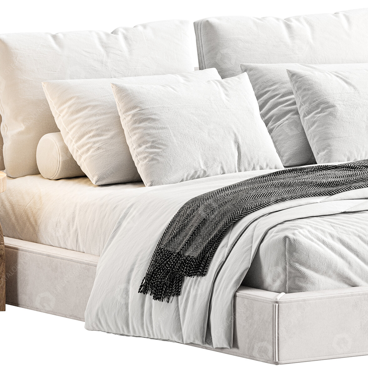 Bed and Bedside Tables Restoration Hardware Cloud Platform 3D model - GreatCatalog 42701