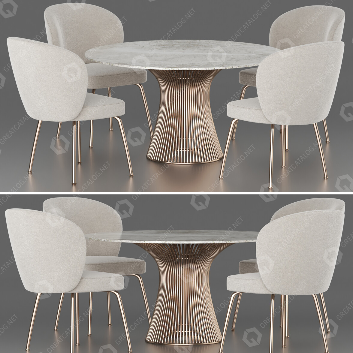 Table and Chairs Knoll Platner and Greer Dining Set 93 3D model - GreatCatalog 42758
