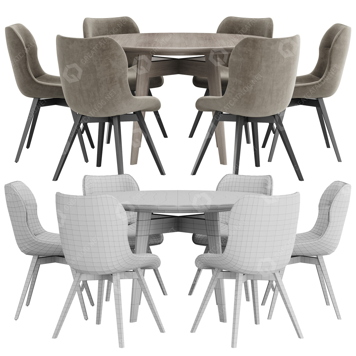Table and Chairs Calligaris Abrey and Ugreko Dining Set 101 3D model ...