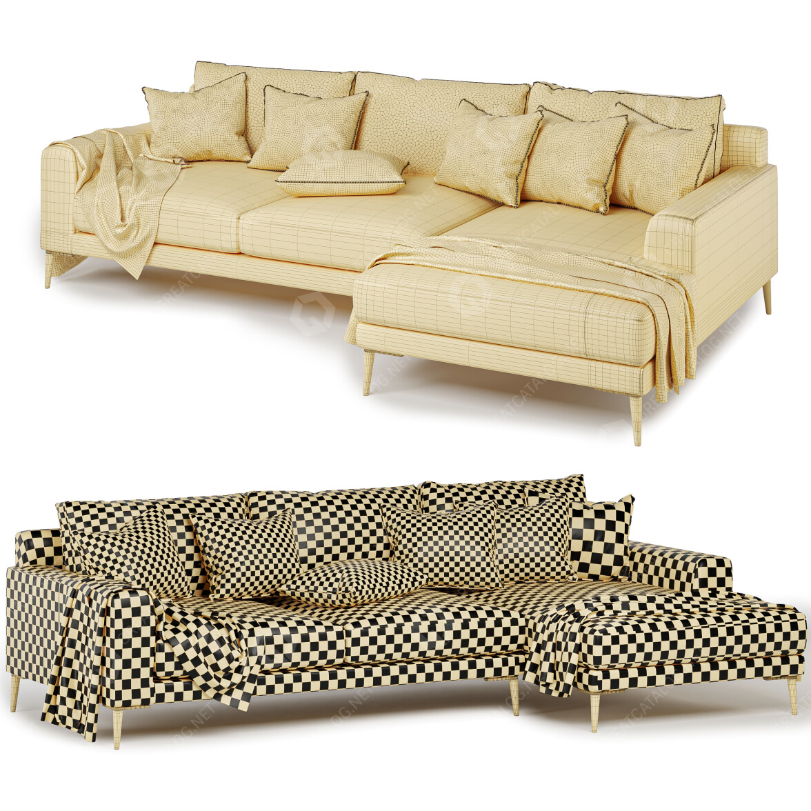 3D Modell Sofa West Elm Harper 2 Piece