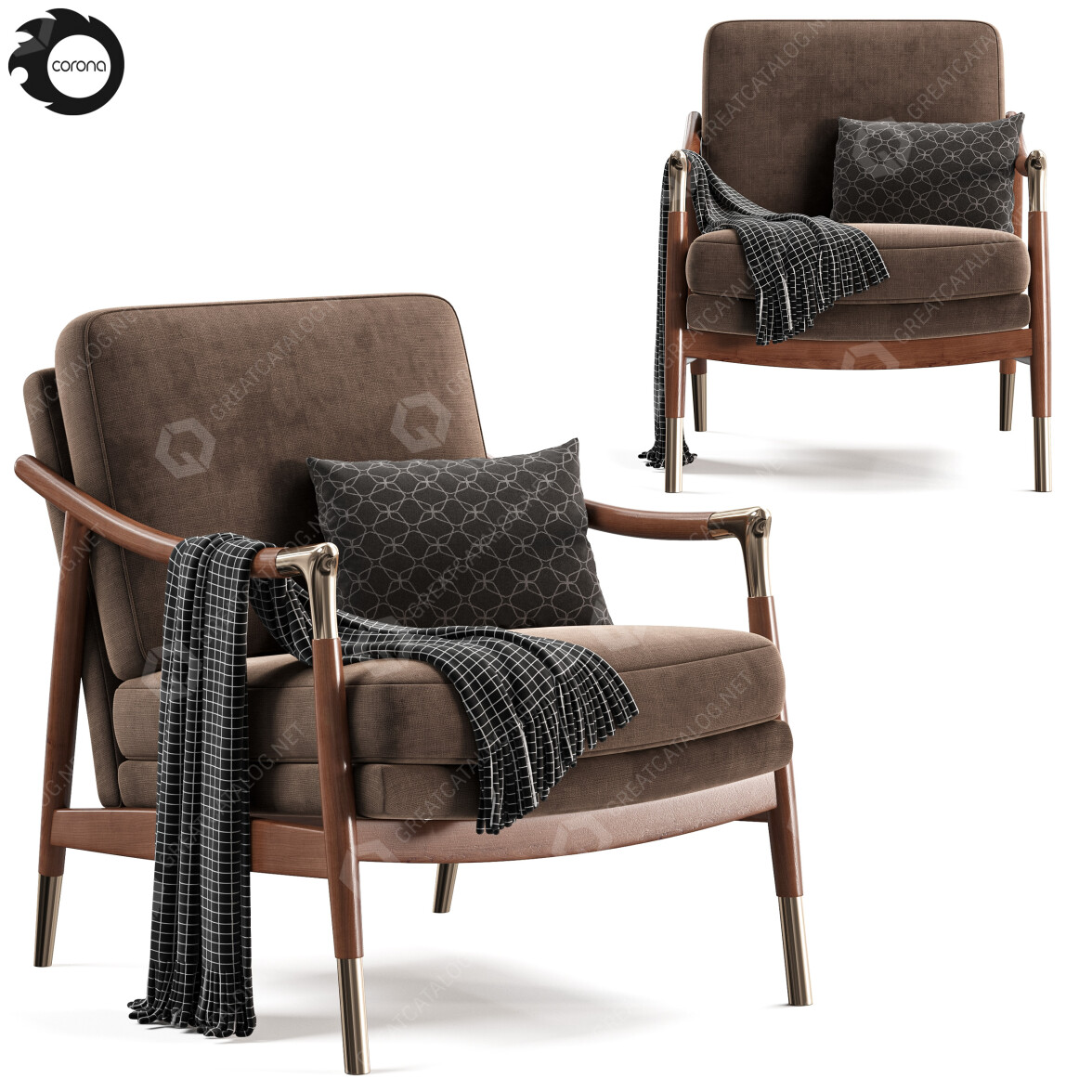 Armchair Flinton Wooden Accent by Next 3D model - GreatCatalog 43457