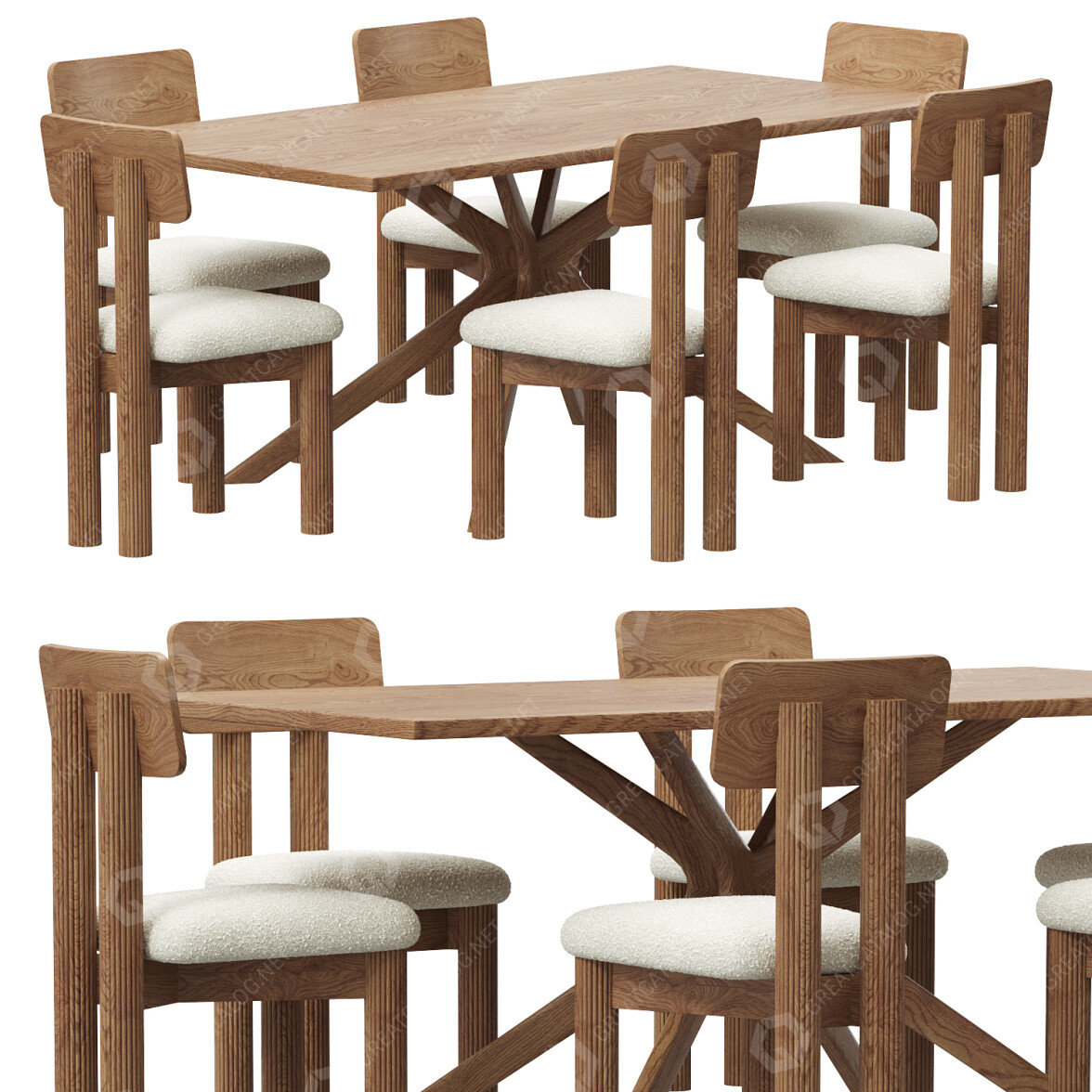 Table and Chairs Kave Home Armande and Desna 3D model - GreatCatalog 43681