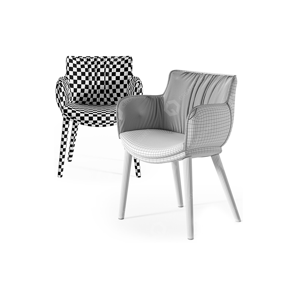 Armchair Cattelan Italia Rhonda Wood 3D model - GreatCatalog 44036