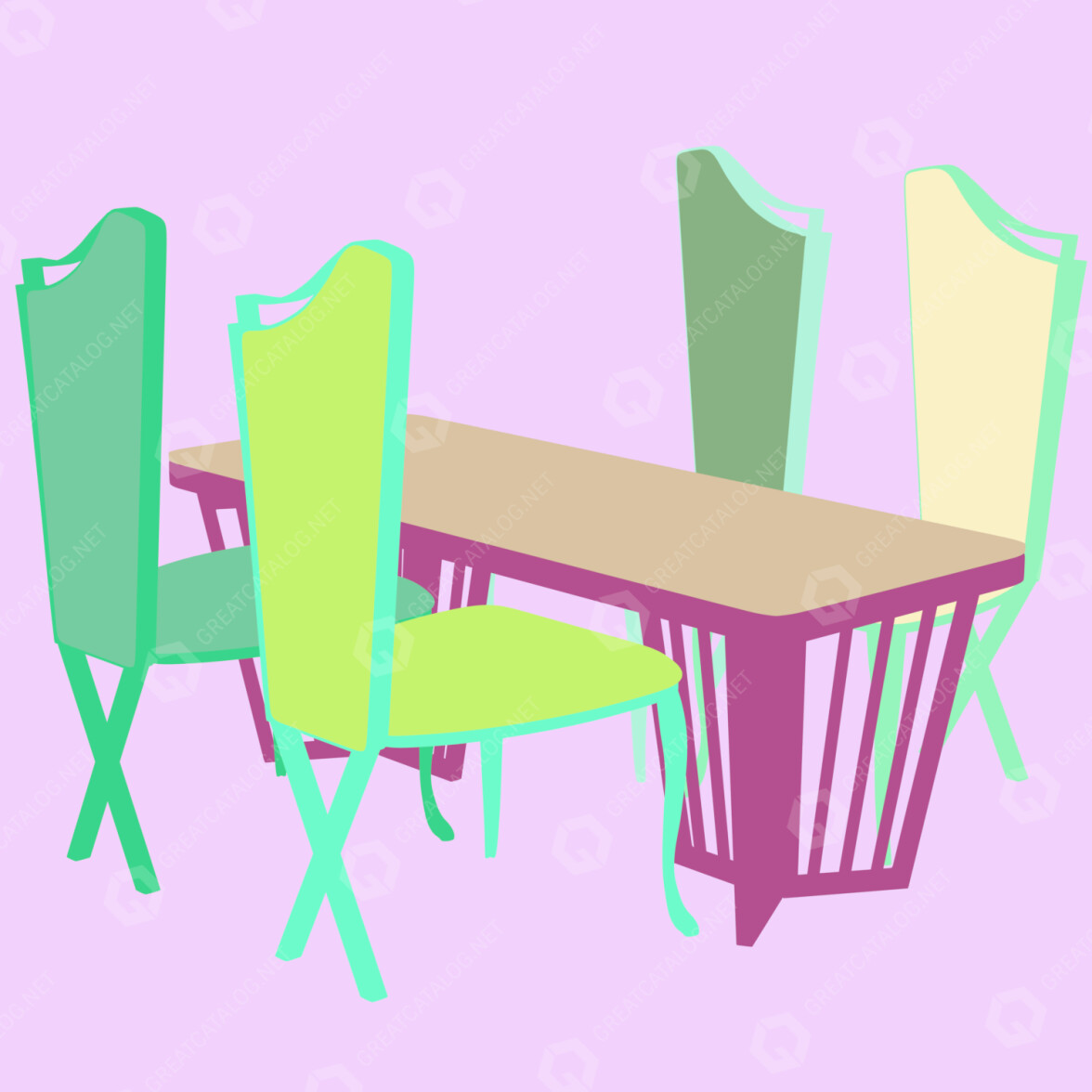 Table and Chairs Deprimo Set 3D model - GreatCatalog 44283