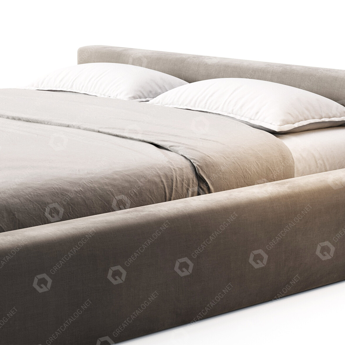 Bed and Bedside Table Casper Light by Manzzeli 3D model - GreatCatalog 44483