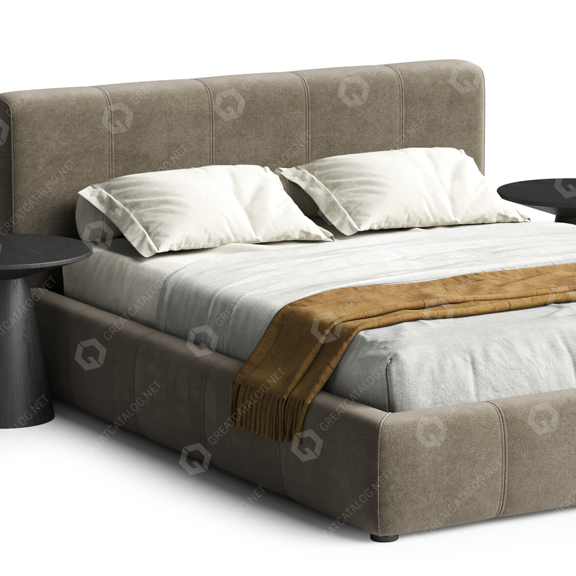 Bed and Bedside Tables Bend Platform by Designlush 3D model ...