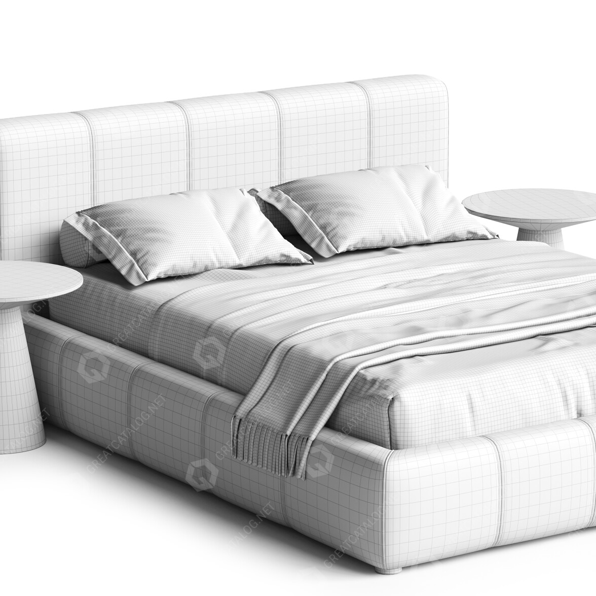 Bed and Bedside Tables Bend Platform by Designlush 3D model ...