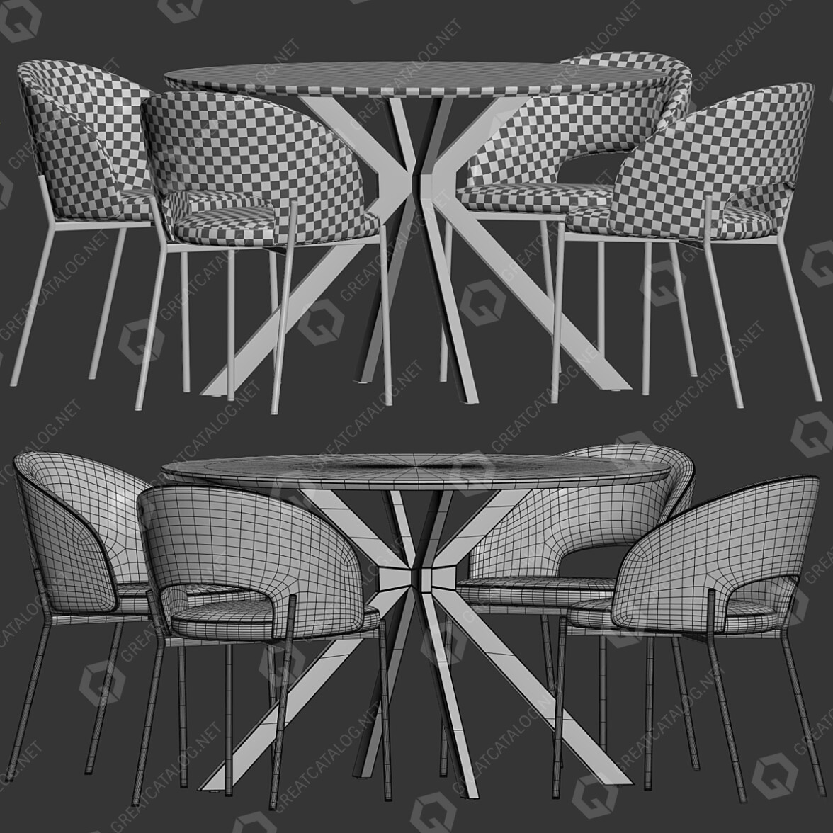 Table and Chairs Halmar Dining Set 14 3D model - GreatCatalog 44702