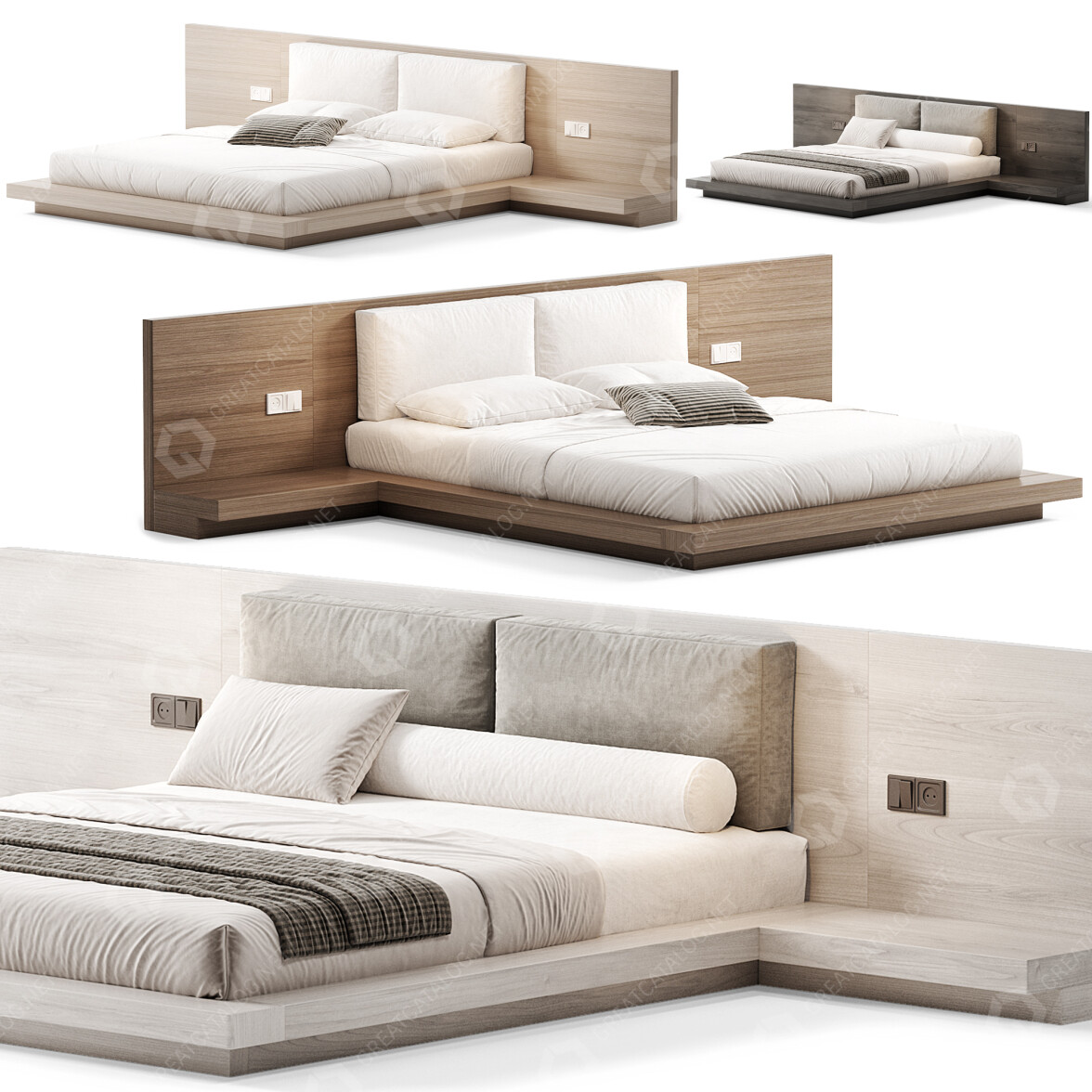 Bed Double 04 3D model・Download 3D models・Great Catalog - GreatCatalog 44886