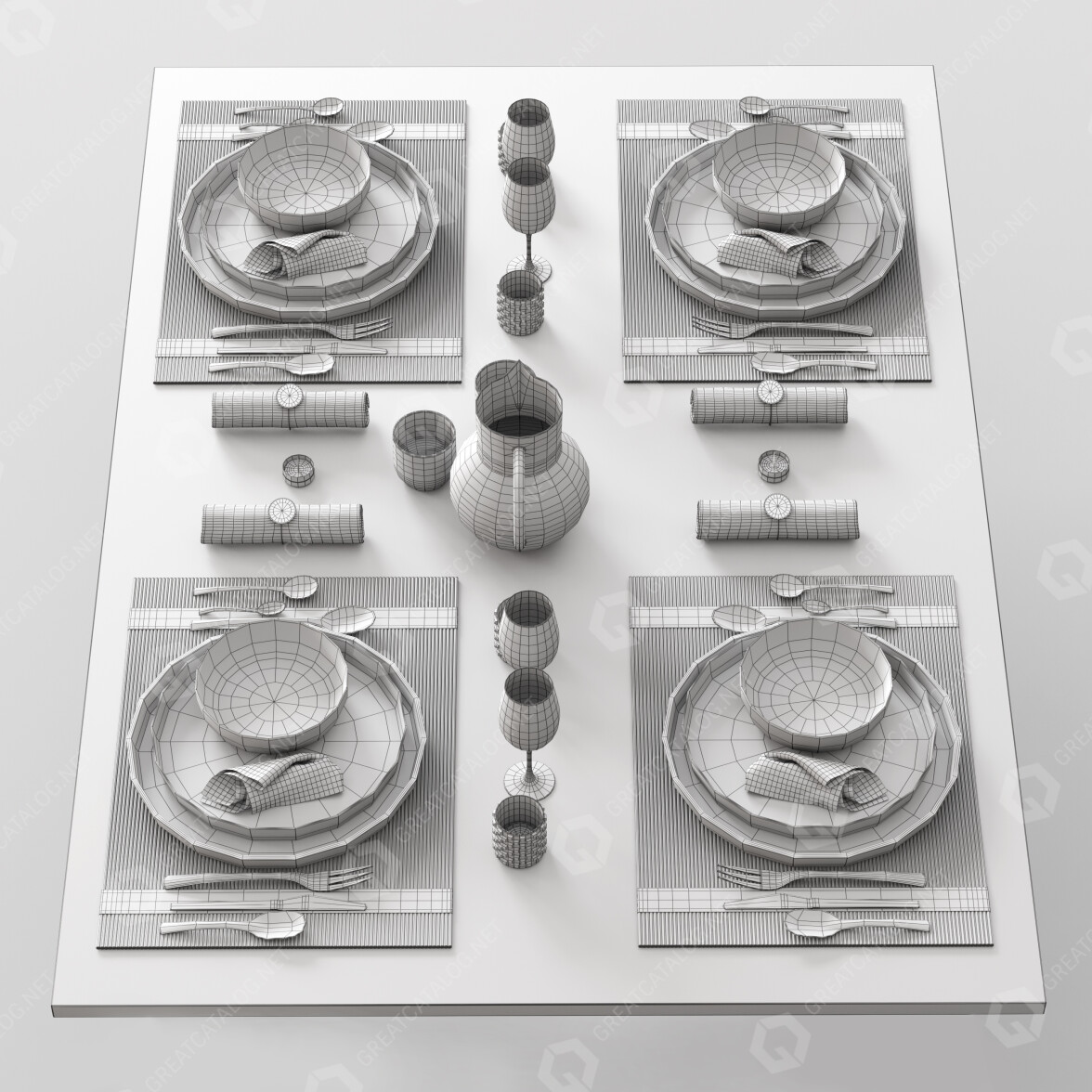 Served Table Tabelware 04 3D model - GreatCatalog 45148