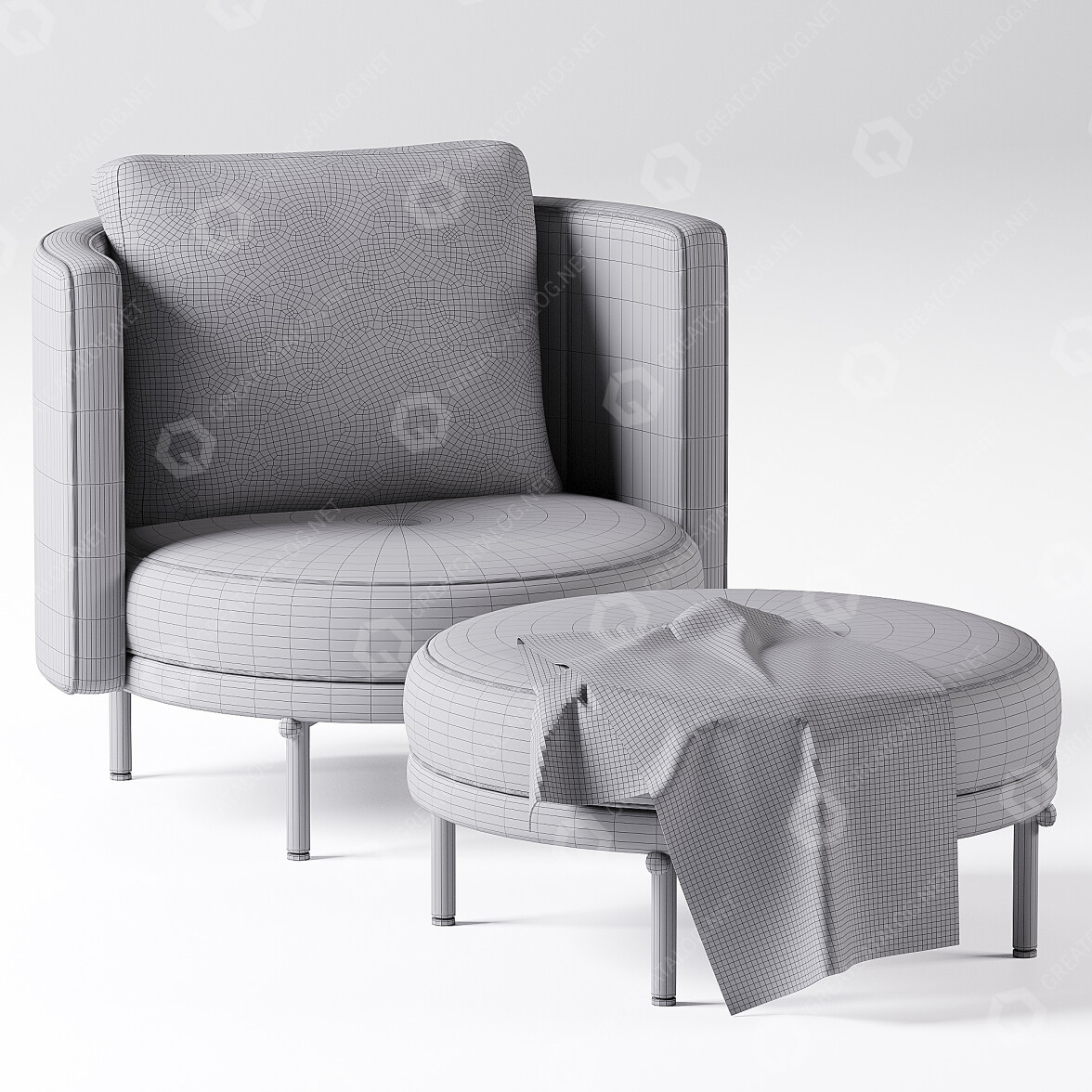 Armchair and Ottoman Minotti Torii 3D model - GreatCatalog 45463