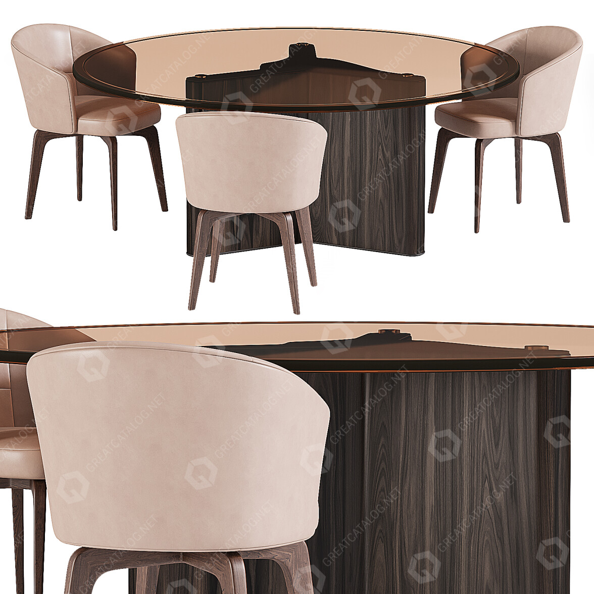 Table and Chairs Minotti Lou Dining and Amelie 3D model - GreatCatalog ...