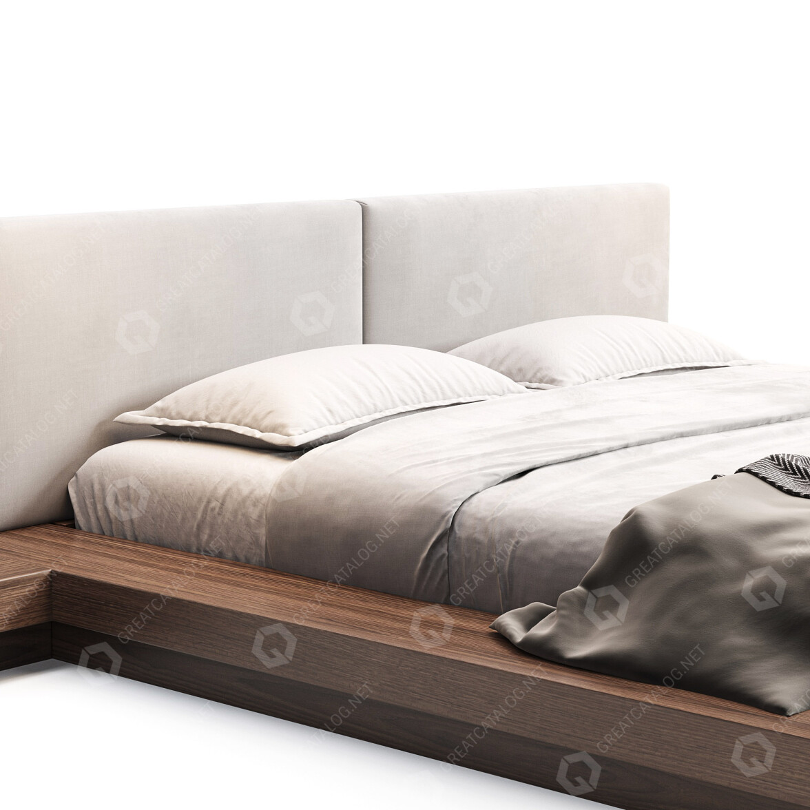 Bed Elegant Leather Platform and Headboard by Prime Classic Design 3D ...