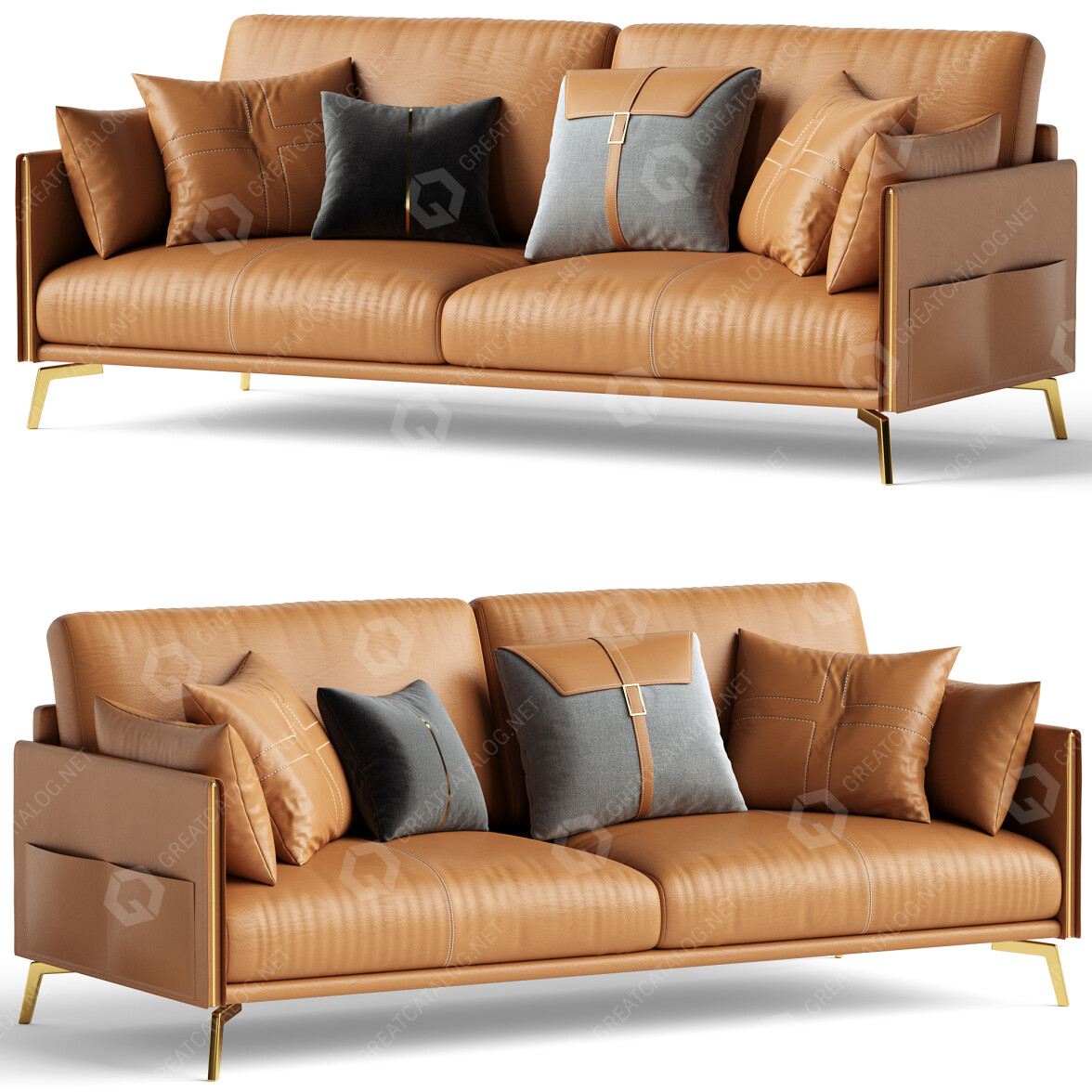 Sofa Litfad Glamorous Brown Leather 3D model - GreatCatalog 45926