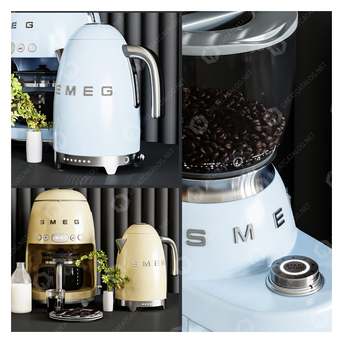 Kitchen Appliances Smeg Set 01 3D model - GreatCatalog 46178