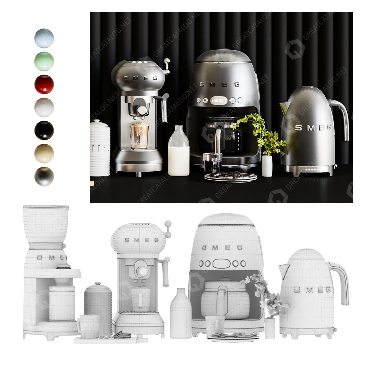 Kitchen Appliances Smeg Set 01 3D model - GreatCatalog 46178