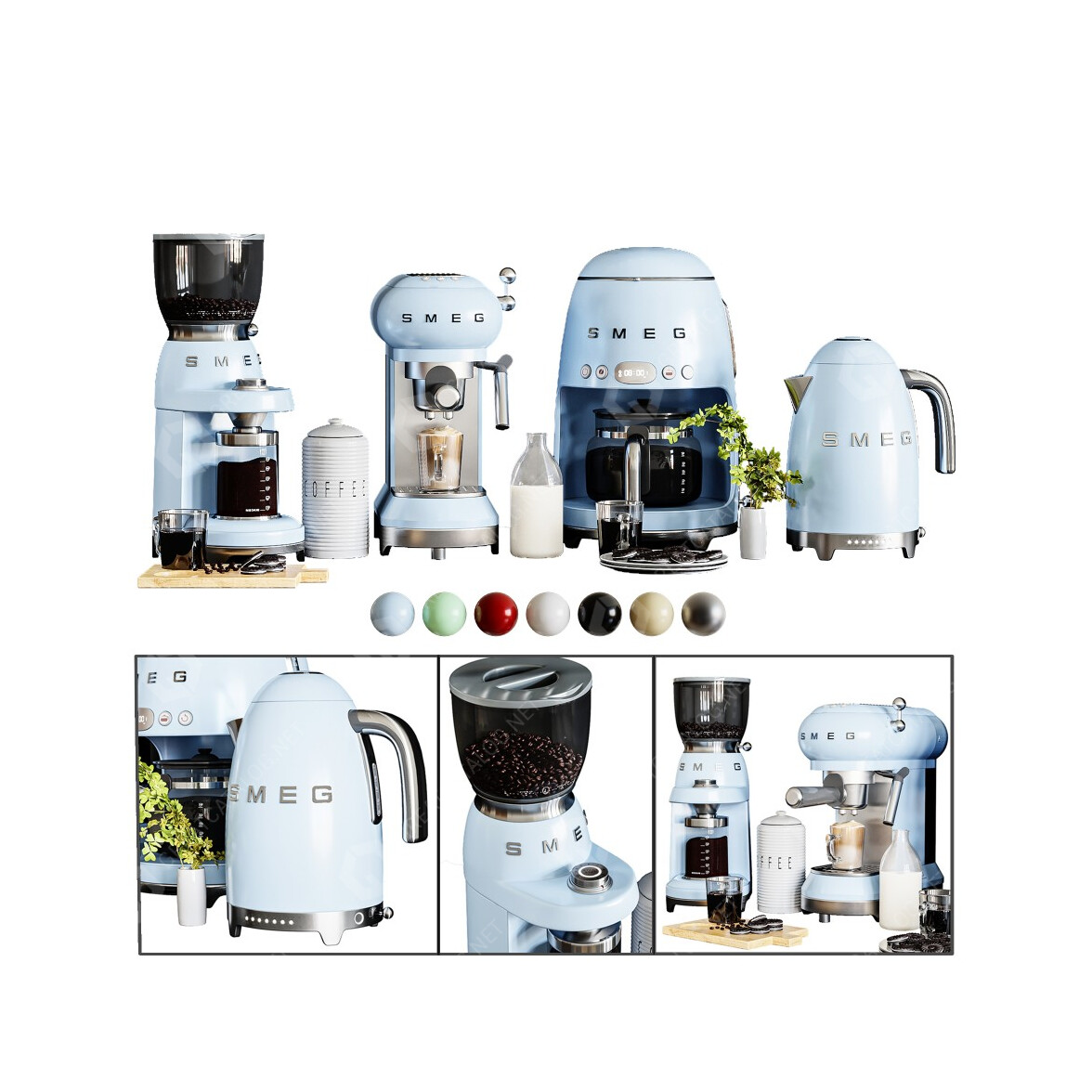 Kitchen Appliances Smeg Set 01 3D model - GreatCatalog 46178