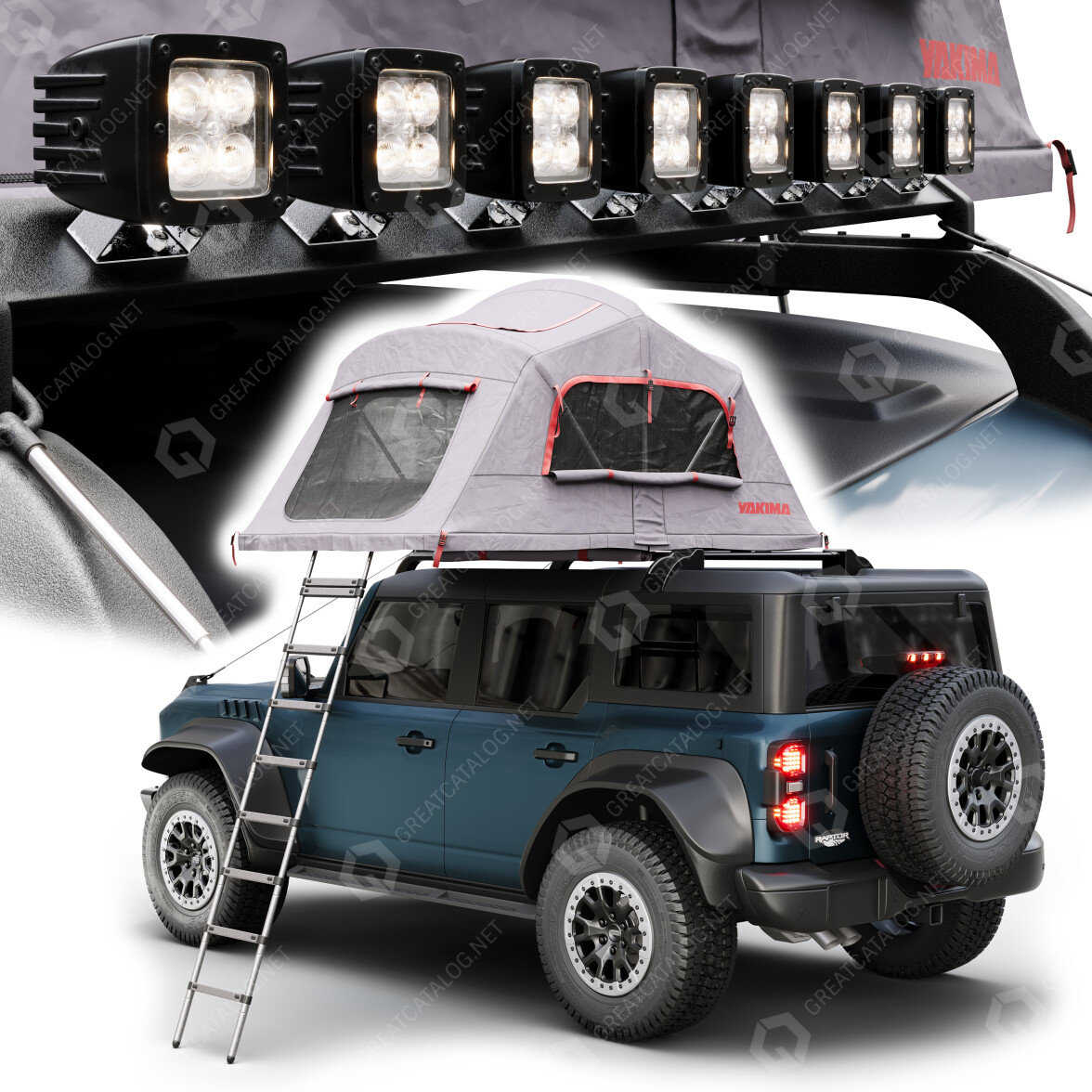 Car Ford Bronco Raptor Rooftop Tent 3D model - GreatCatalog 46256