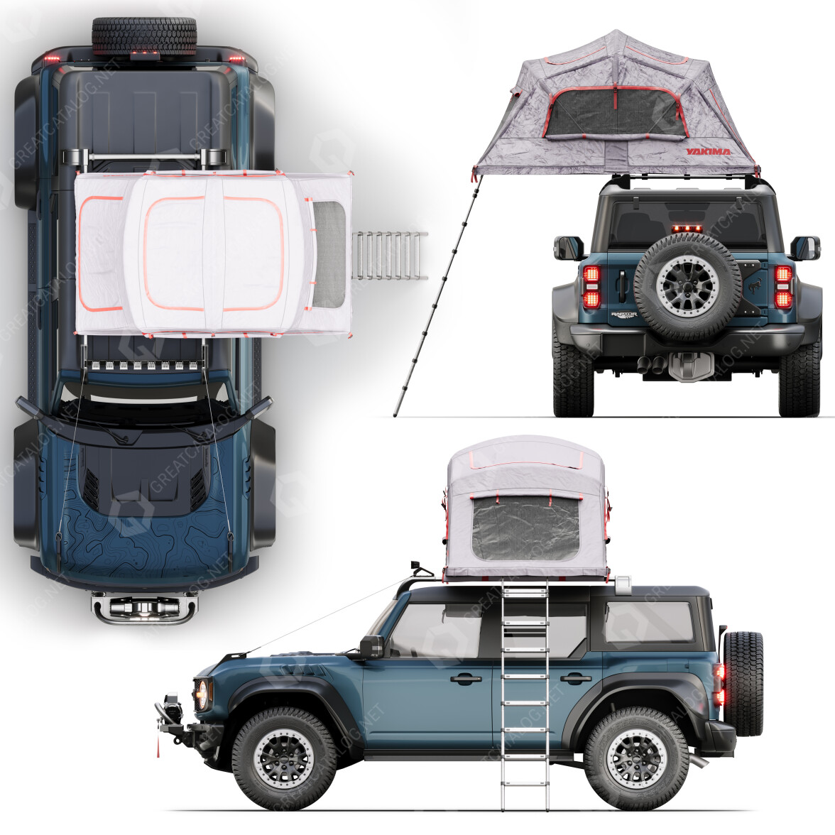 Car Ford Bronco Raptor Rooftop Tent 3D model - GreatCatalog 46256