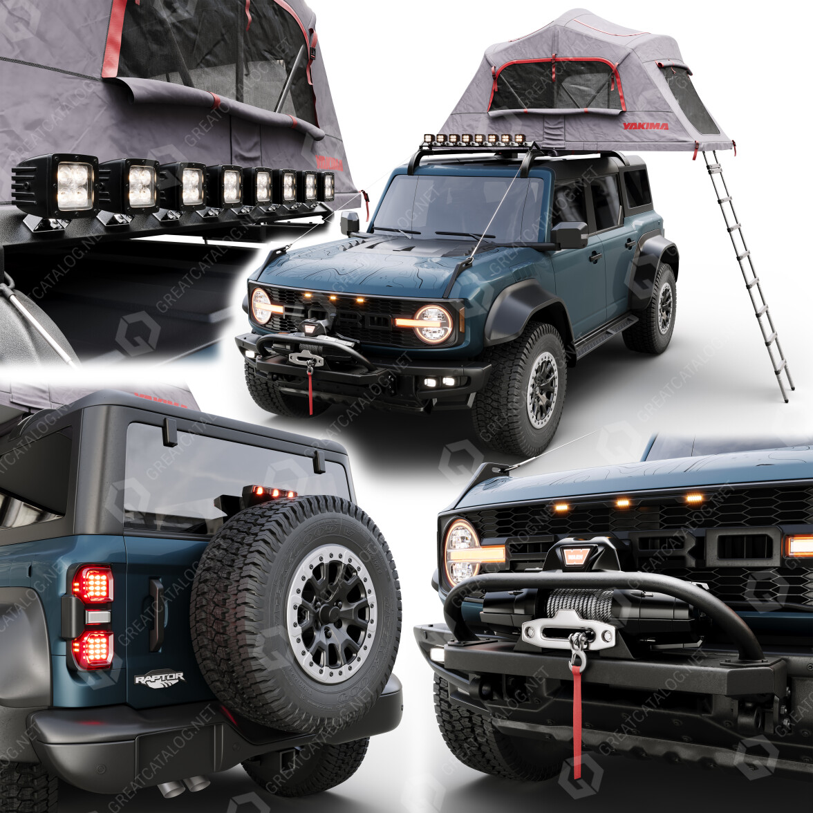 Car Ford Bronco Raptor Rooftop Tent 3D model - GreatCatalog 46256
