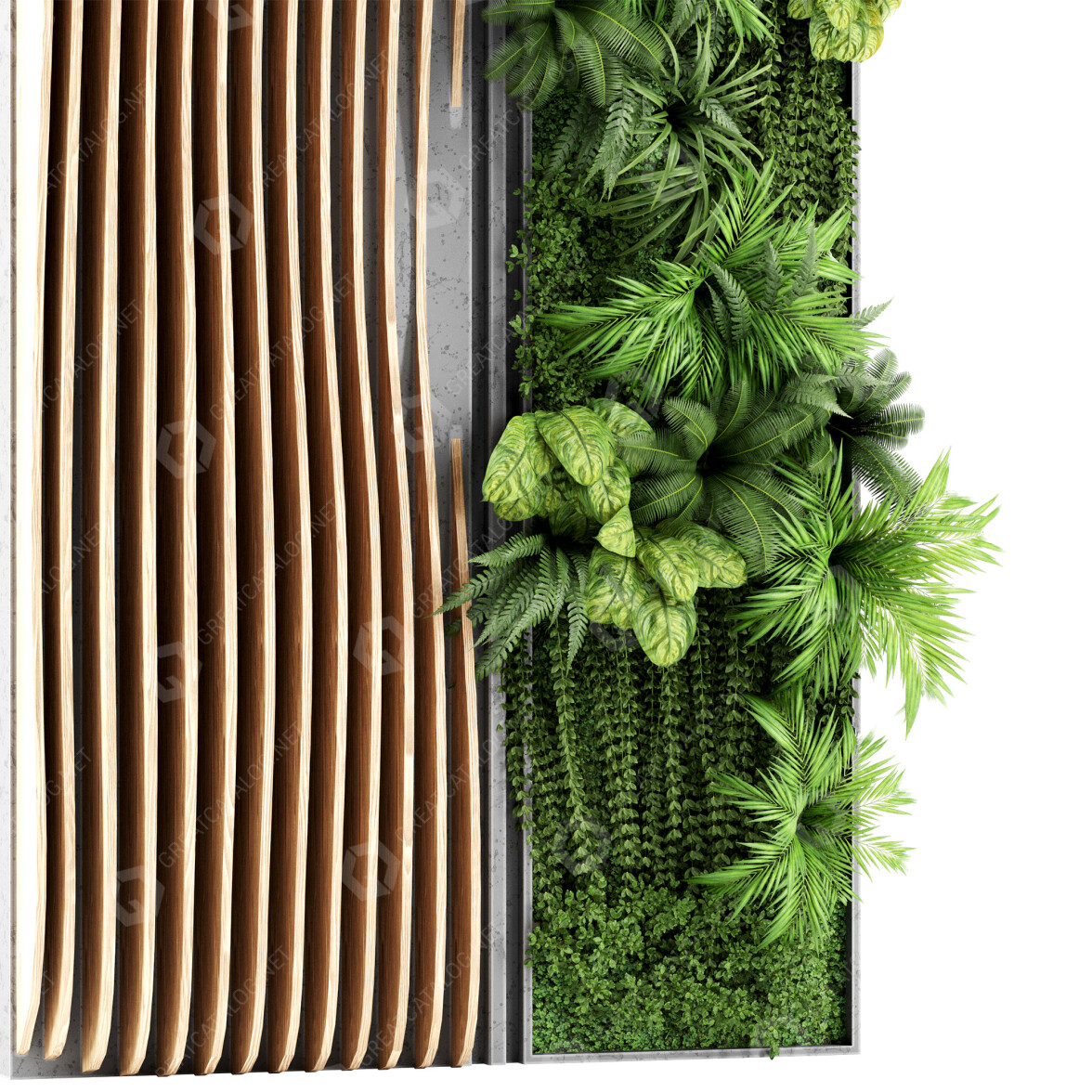 Green Wall Vertical Garden Wood Parametric Set 04 3D model ...