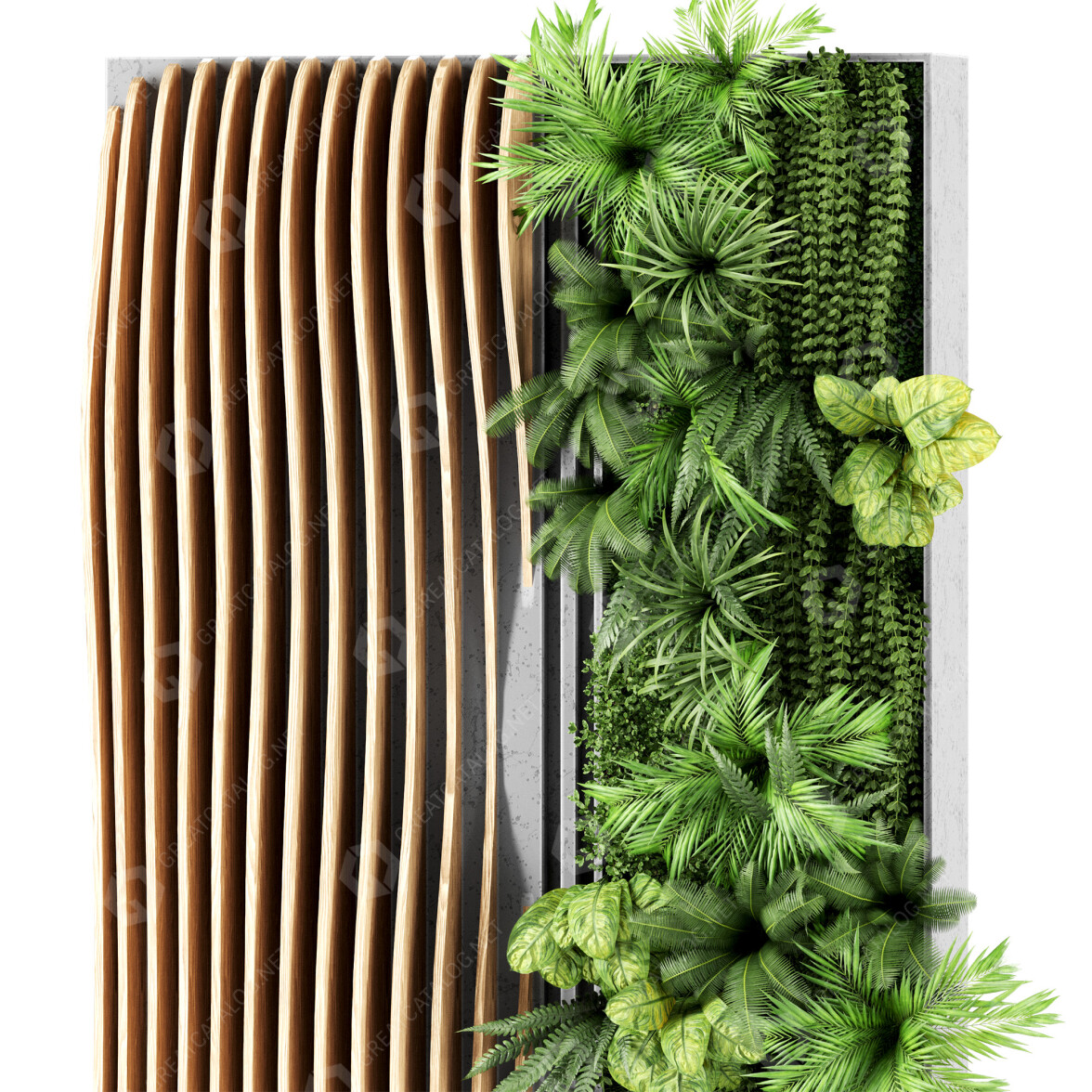Green Wall Vertical Garden Wood Parametric Set 04 3D model ...