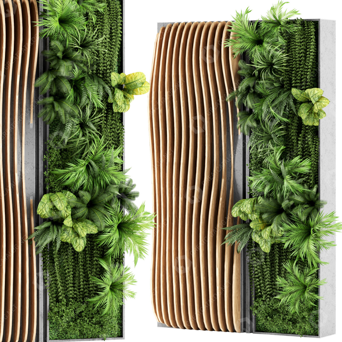 Green Wall Vertical Garden Wood Parametric Set 04 3D model ...