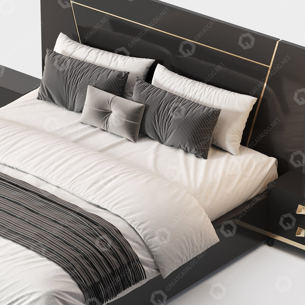 Bed and Bedside Tables Denelli Italia Noir by Alfy 3D model ...