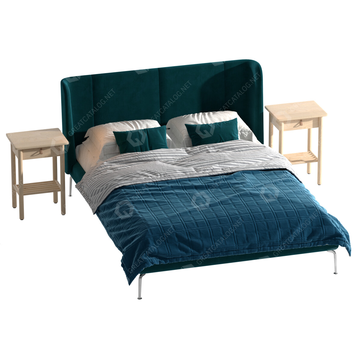 3D Modell Bett und Nachttischchen IKEA Tufjord