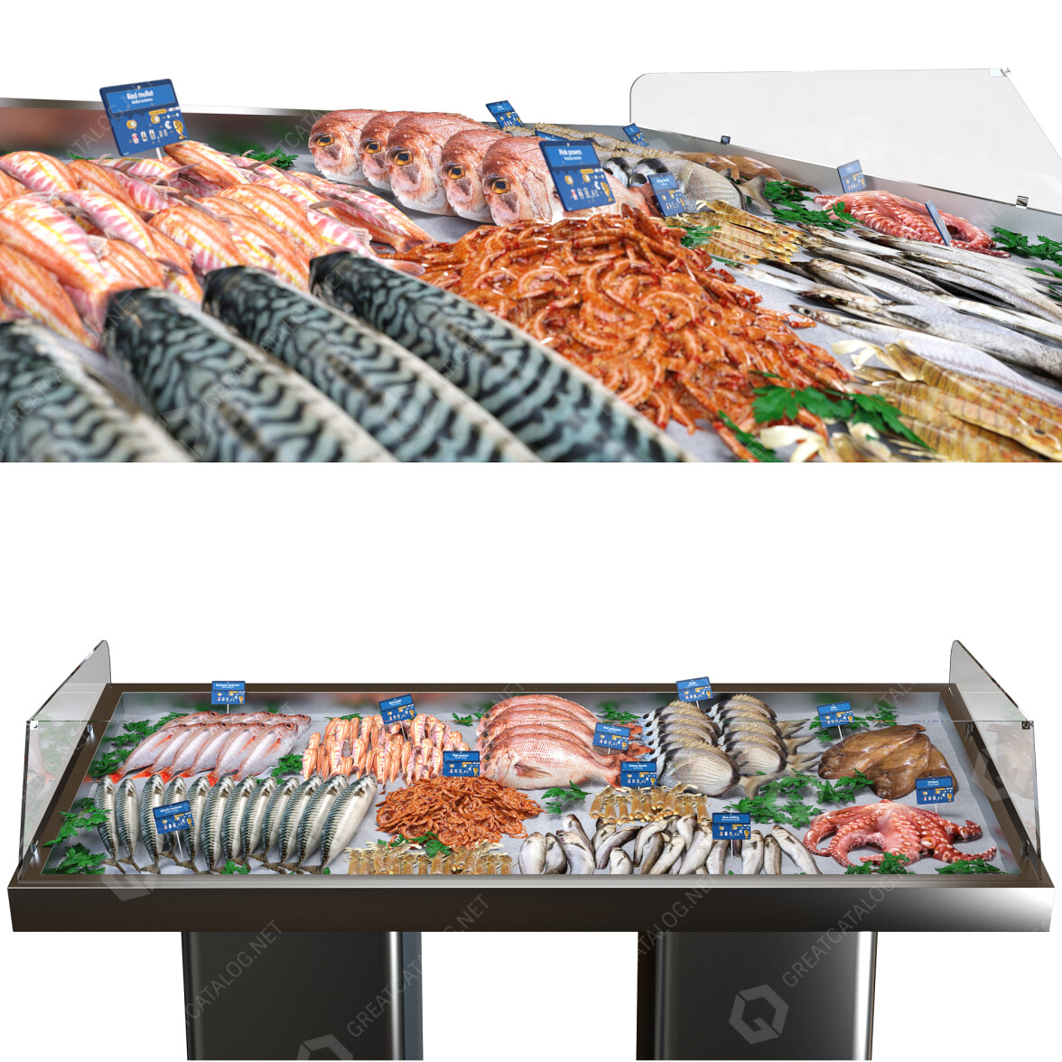 Showcase Niki Inox Fish Refrigerated Open Display Case 3D model #47857 ...