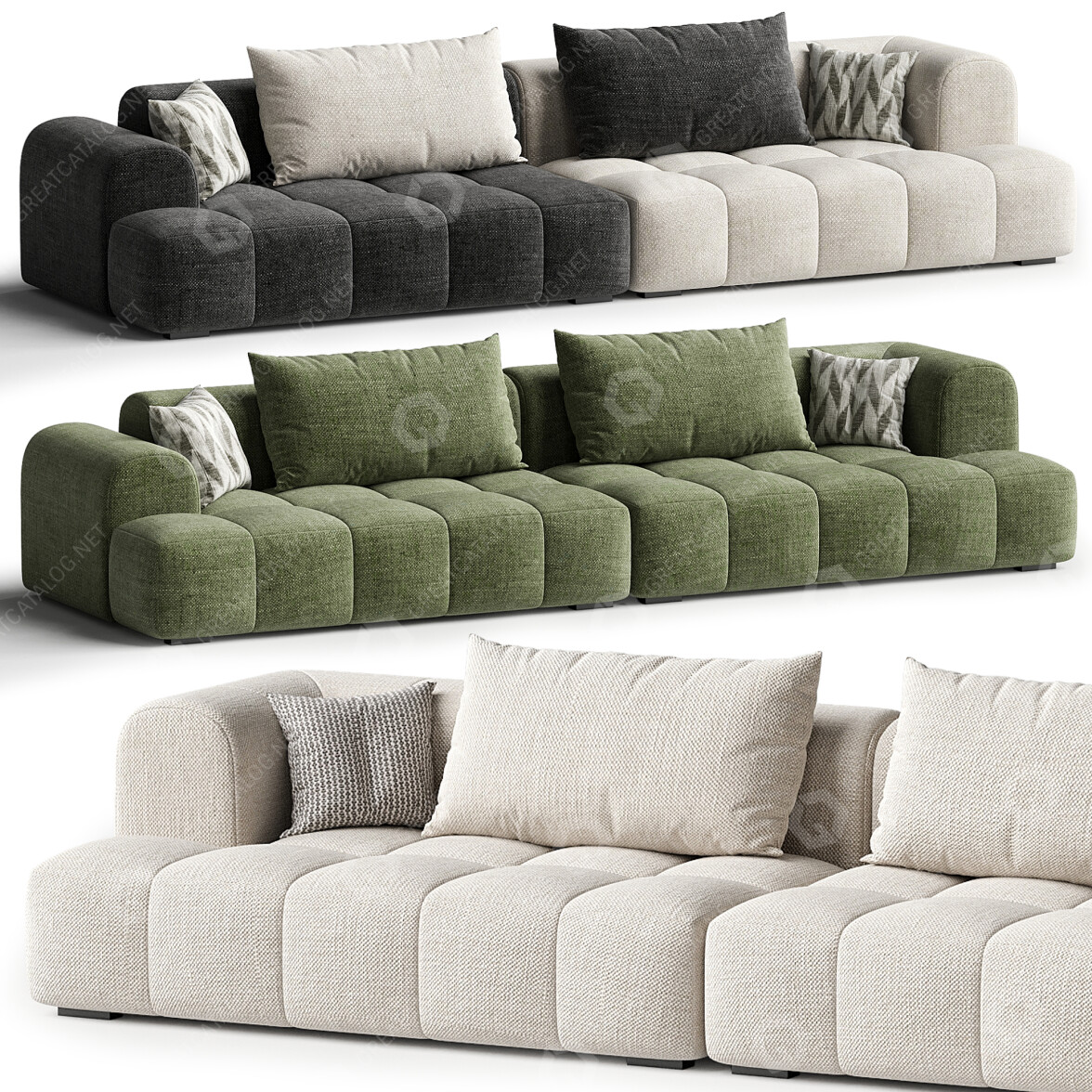 3D Modell Sofa Litfad Extra Long