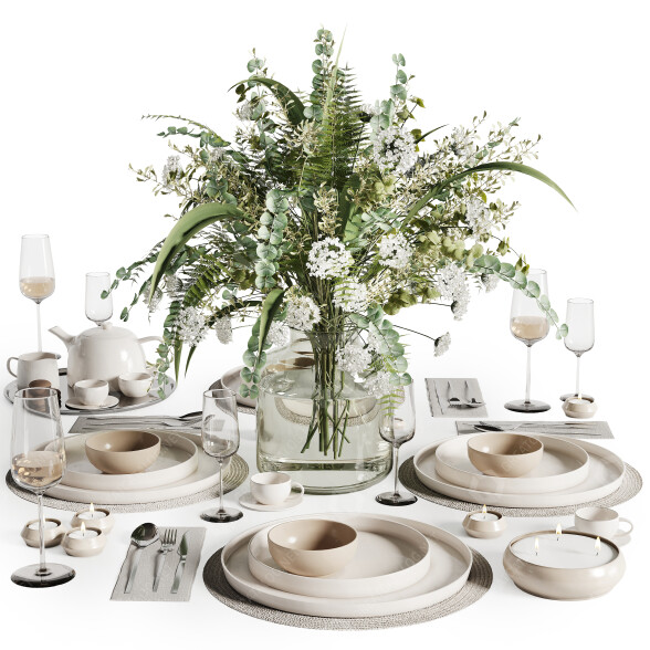 Served Table Set 30 3D model - GreatCatalog 48266