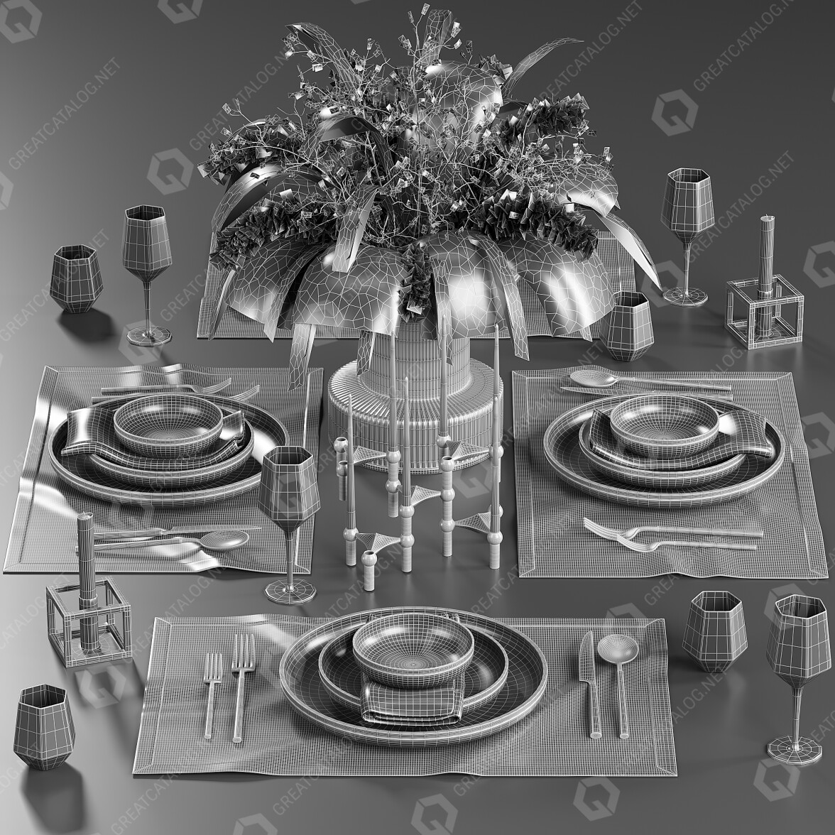 Served Table Set 01 3D model - GreatCatalog 48322