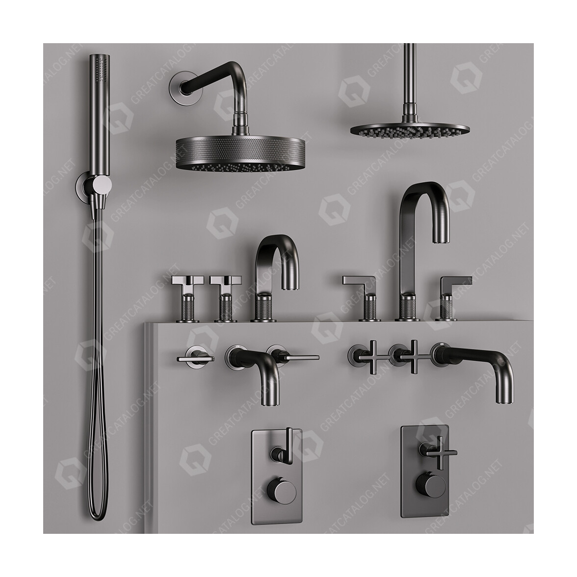 Shower Set Gessi Inciso Set 1 3D model - GreatCatalog 48590