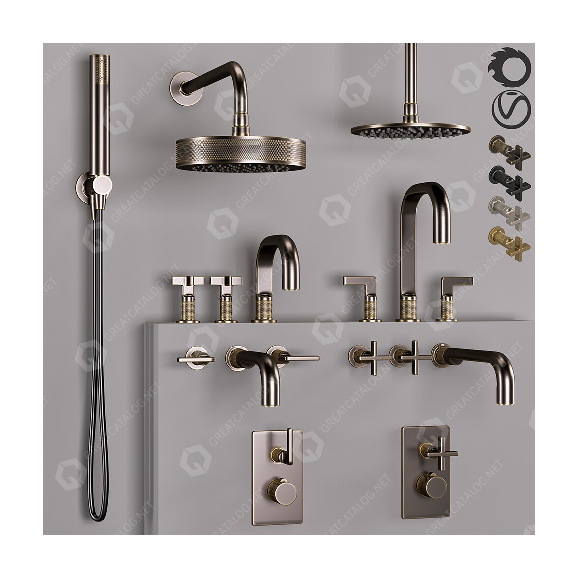 Shower Set Gessi Inciso Set 1 3D model - GreatCatalog 48590