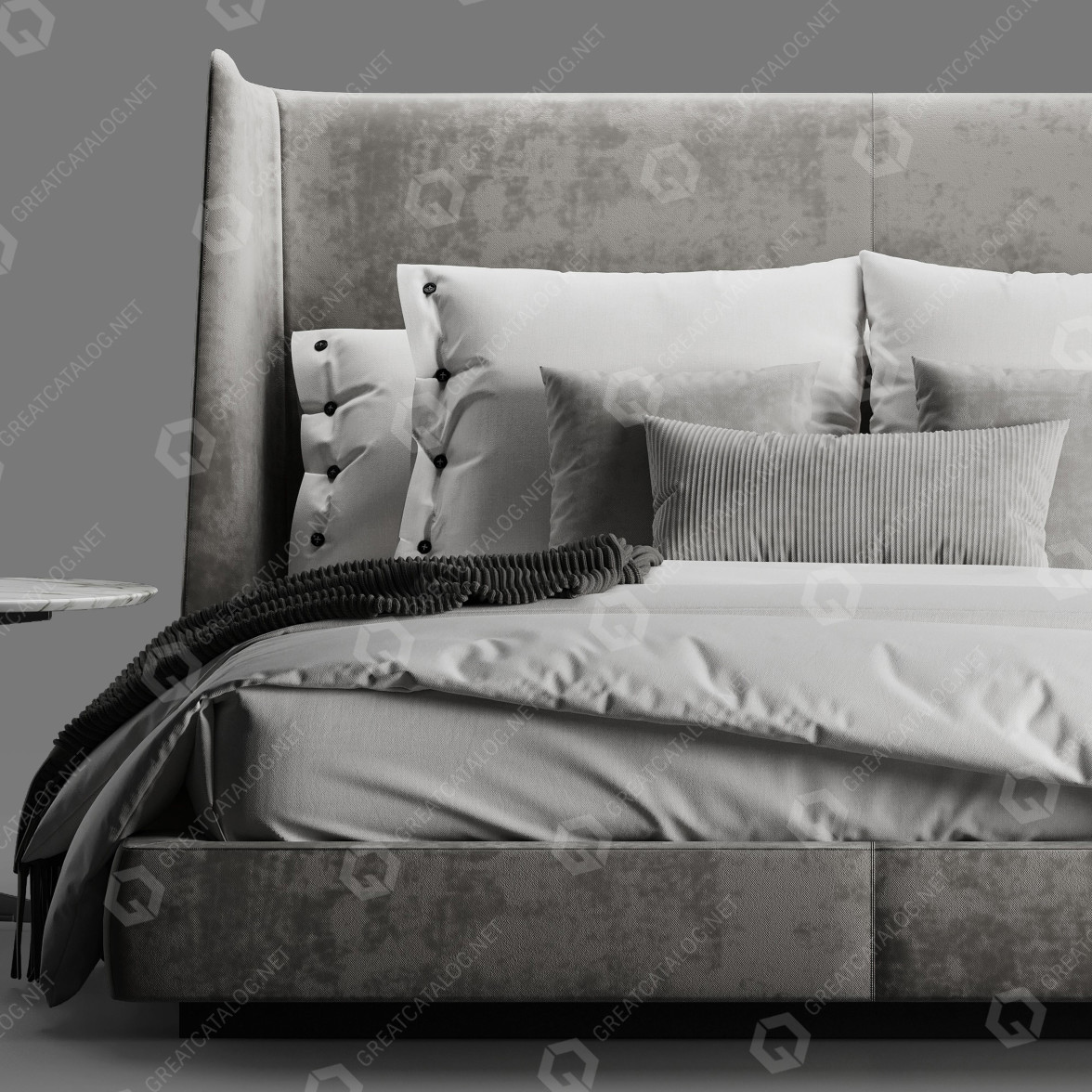 Bed and Bedside Tables Flexform Midnight vol2 3D model - GreatCatalog 5043