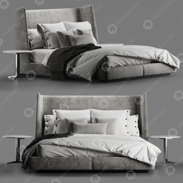 Bed and Bedside Tables Flexform Midnight vol2 3D model - GreatCatalog 5043