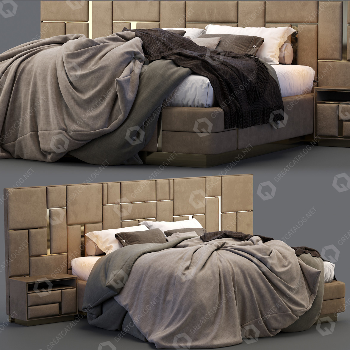 Bed and Bedside Tables Visionnaire Beloved 3D model - GreatCatalog 5086