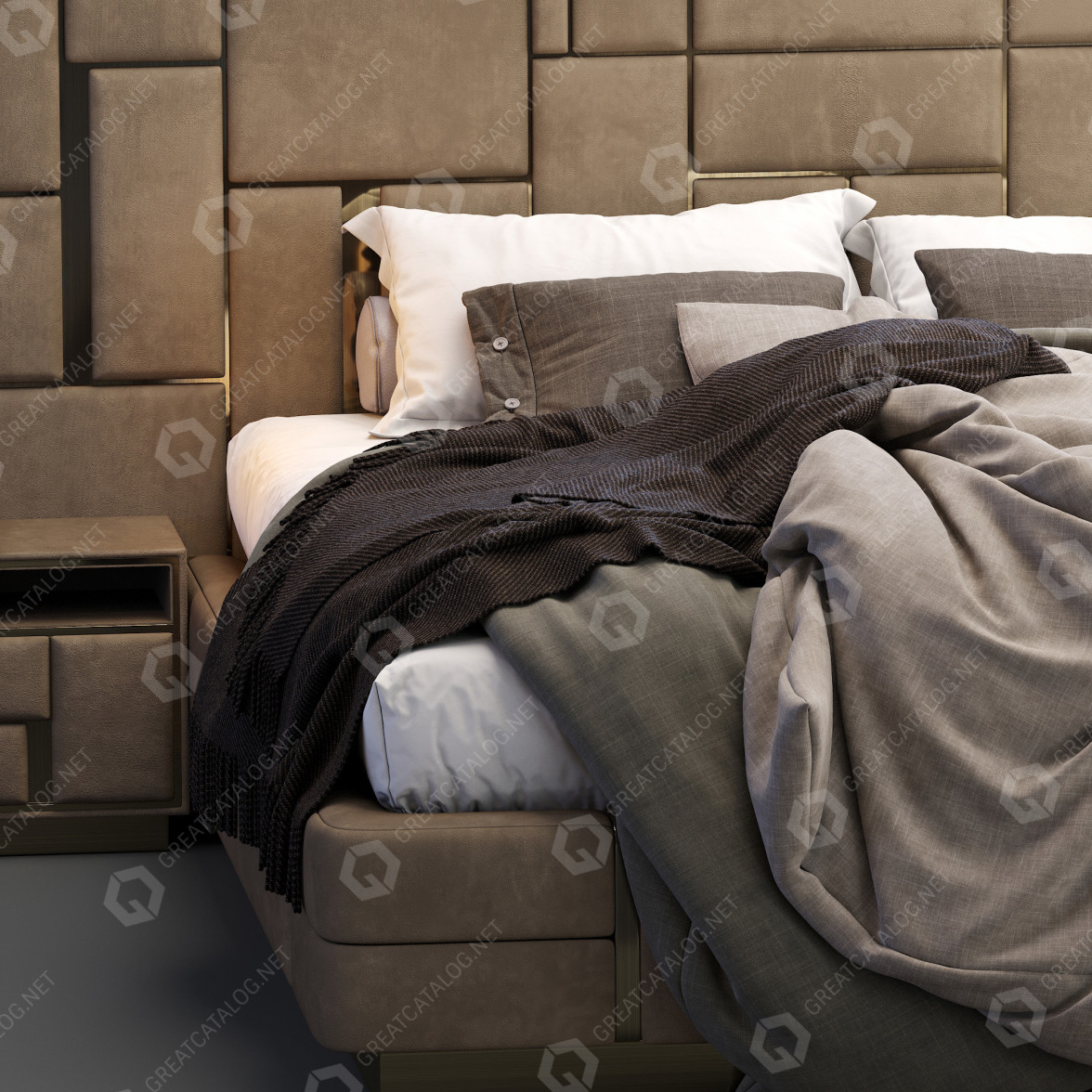 Bed and Bedside Tables Visionnaire Beloved 3D model - GreatCatalog 5086