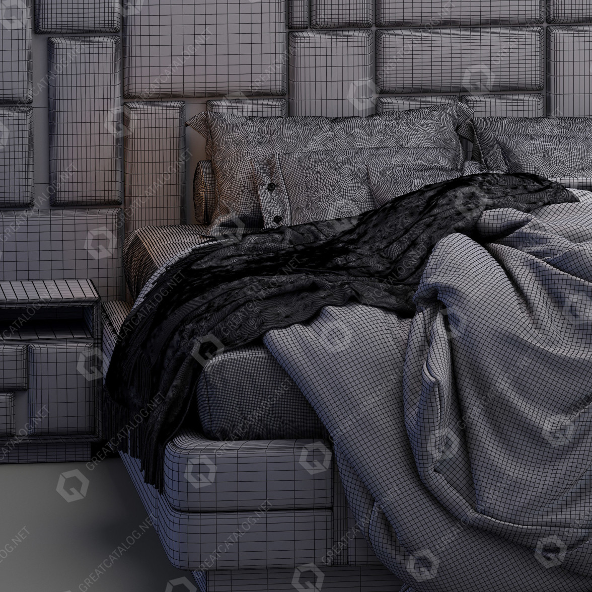 Bed and Bedside Tables Visionnaire Beloved 3D model - GreatCatalog 5086